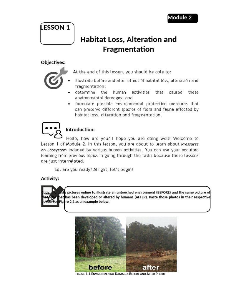 Module 2. Lesson 1.habitat Loss | PDF | Habitat | Habitat Destruction