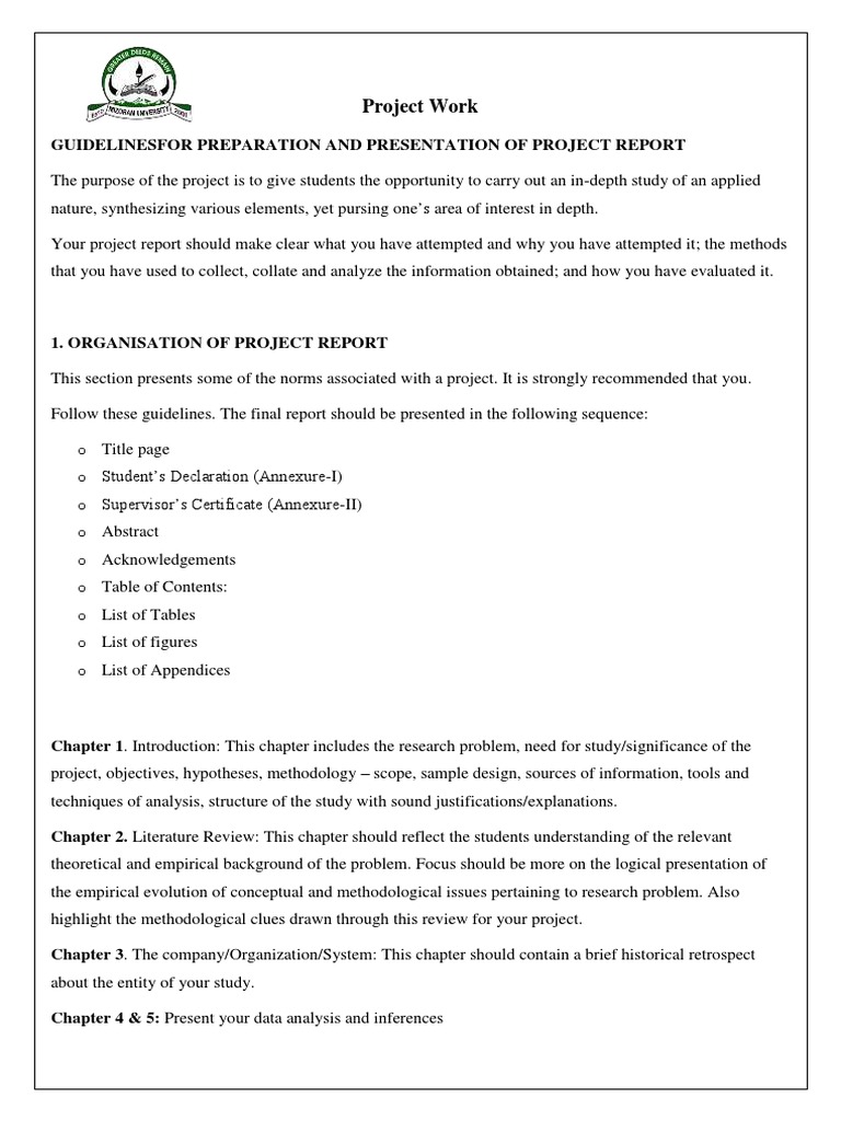 Project Work Guidelines | Download Free PDF | Methodology | Citation