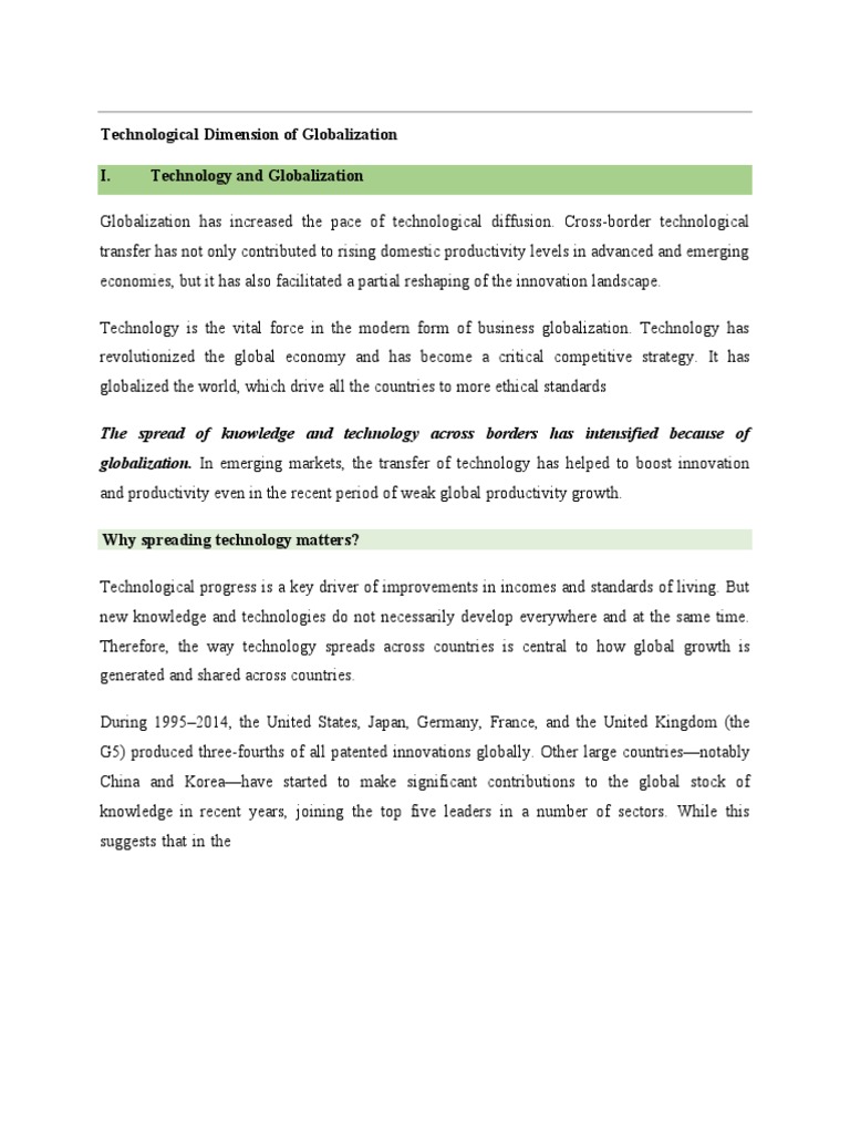 Technological Dimension of Globalization | PDF | Internet Of Things ...