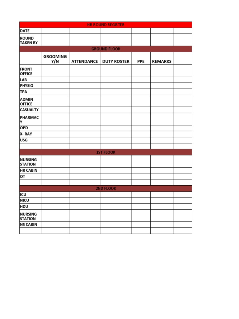 HR Round Attendance Register | PDF