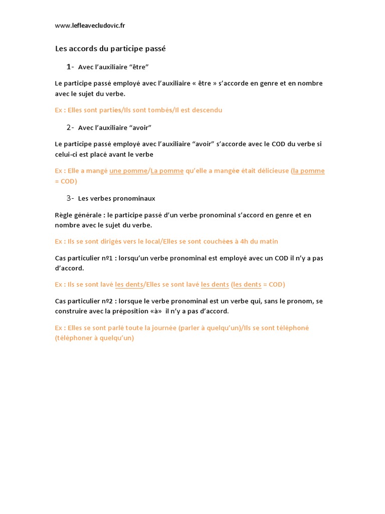Accords du Participe Passé Simplifiés | PDF