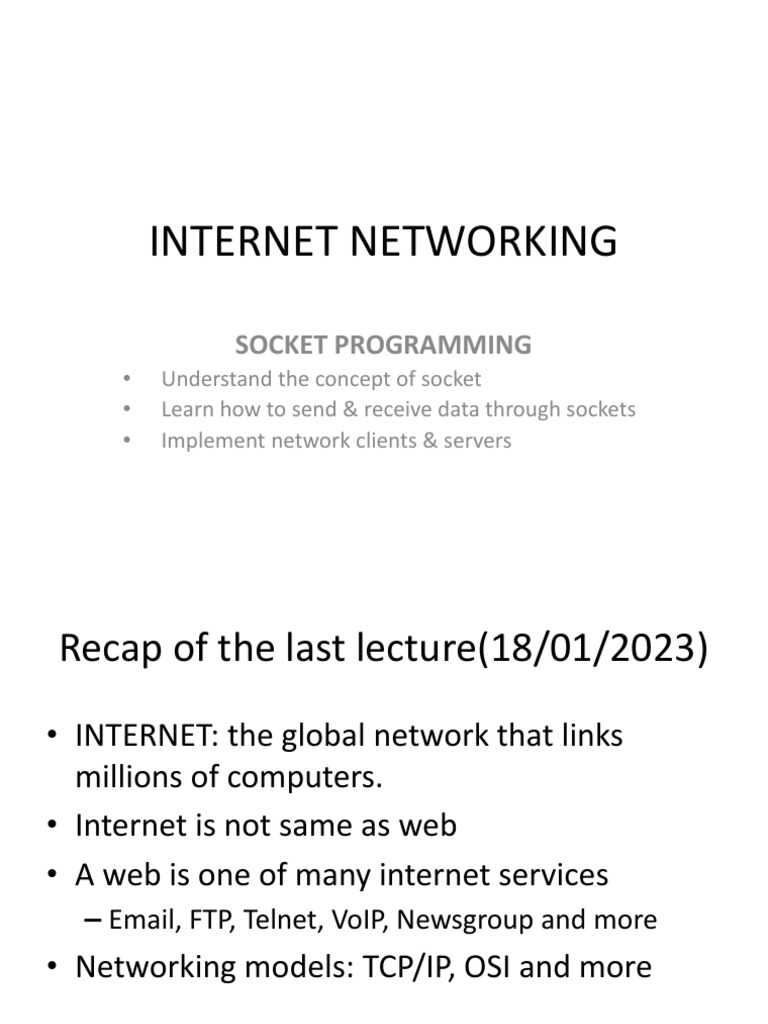 Internet Networking: Socket Programming | PDF | Port (Computer ... Internet Networking: Socket Programming | PDF | Port (Computer ...