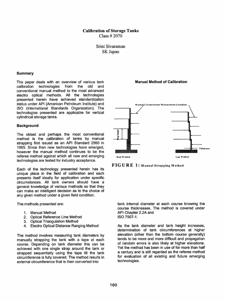 Calibration. of Storage Tanks Class # 2070 Srini Sivaraman SK Japan ...