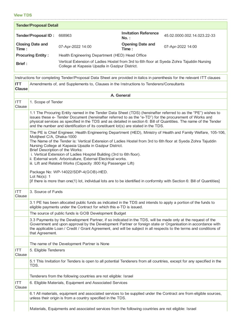 Section2 - Tender Data Sheet | PDF | Banks | Business