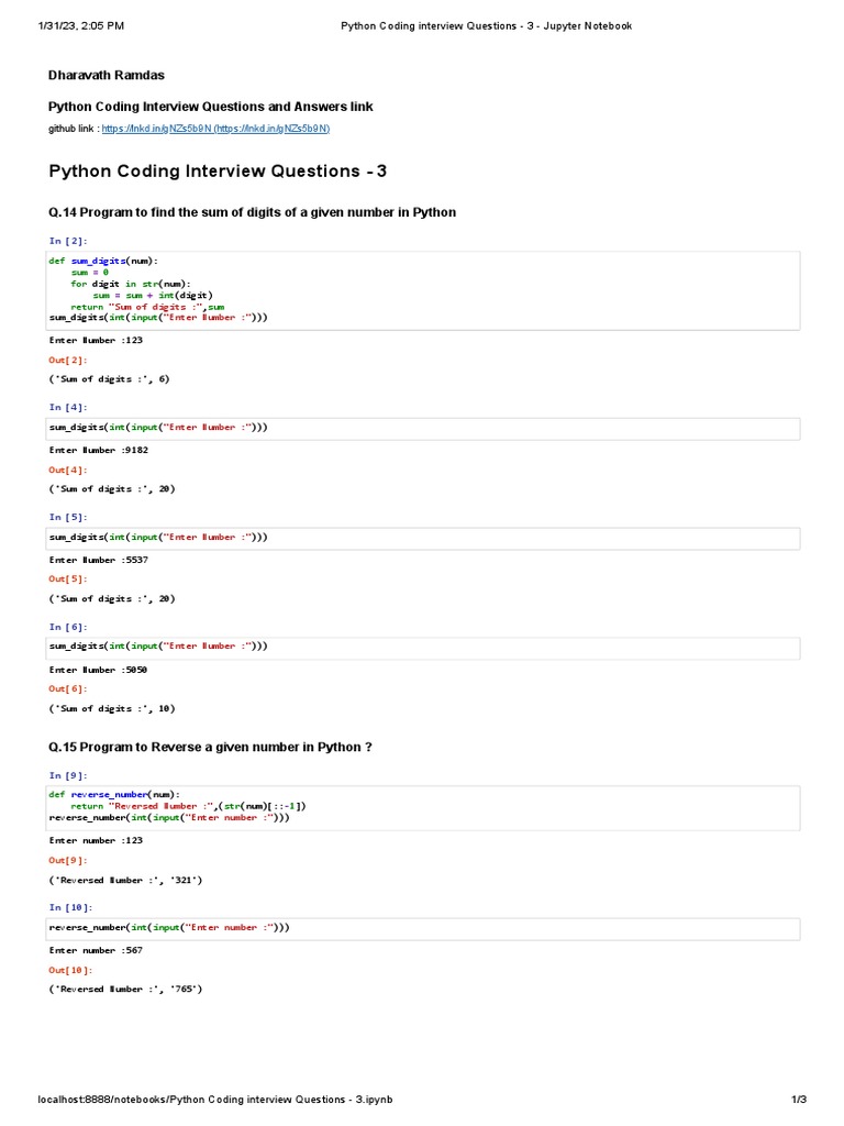 Python Coding Interview Questions - 3 | PDF | Computer Science | Software Development