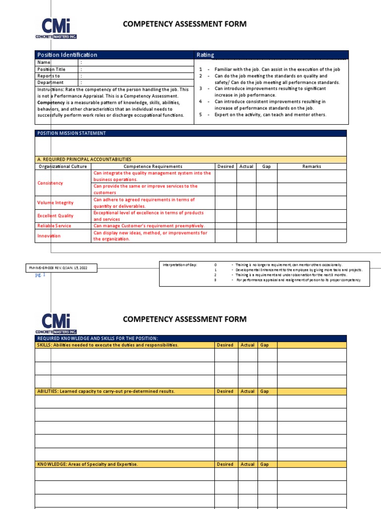 Fm-Ims-Gr-003 - Caf Rev. 0 | PDF | Competence (Human Resources ...