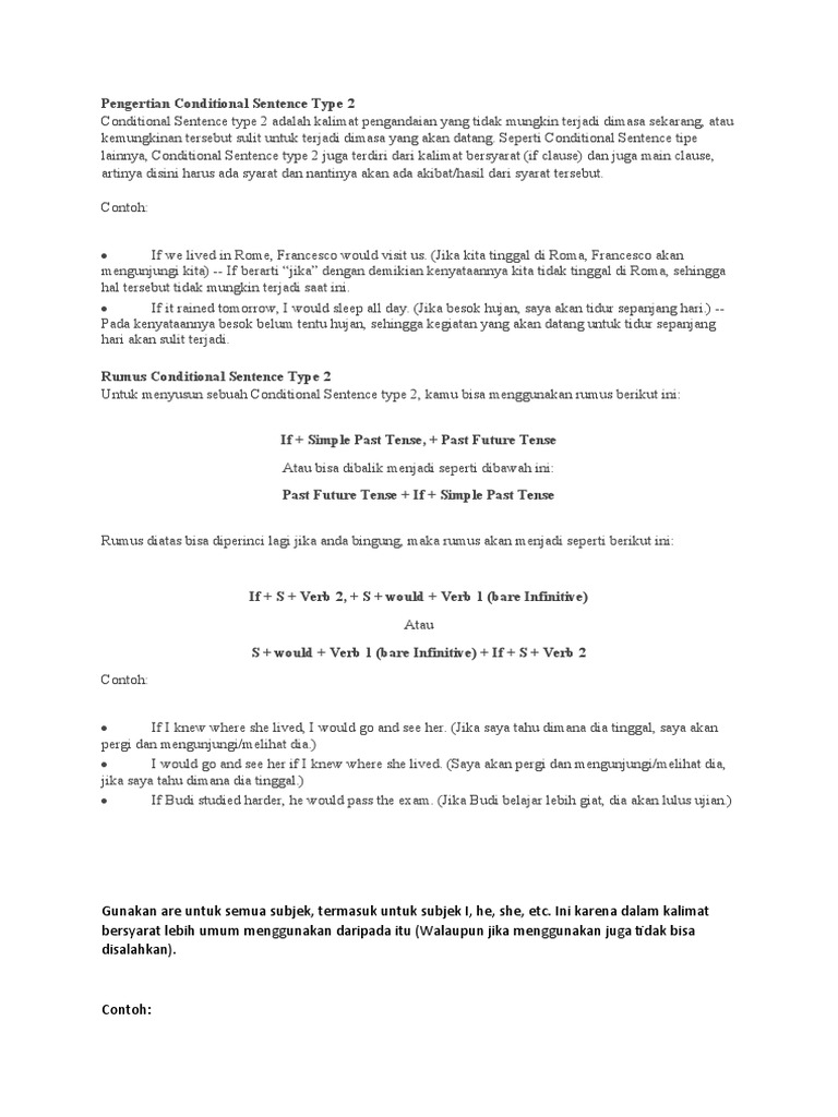 Conditional Sentence Type 2 | PDF