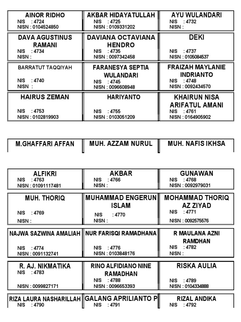 Label Nama Raport | PDF | Olahraga & Rekreasi
