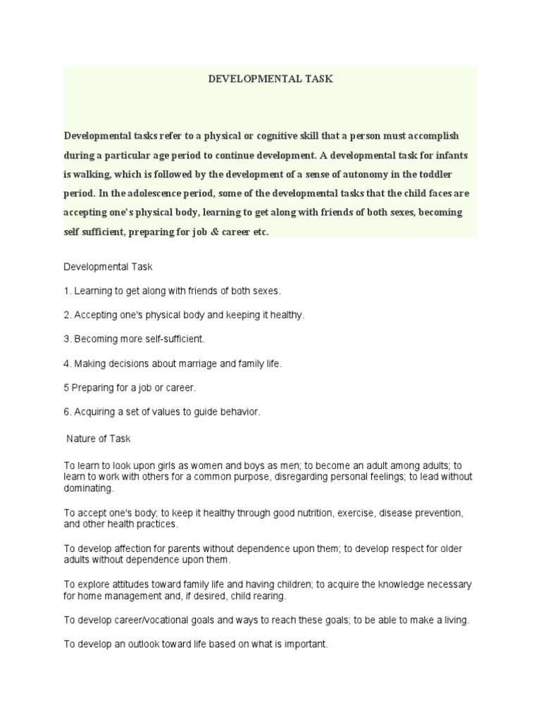Developmental Task | PDF | Developmental Psychology | Social Psychology