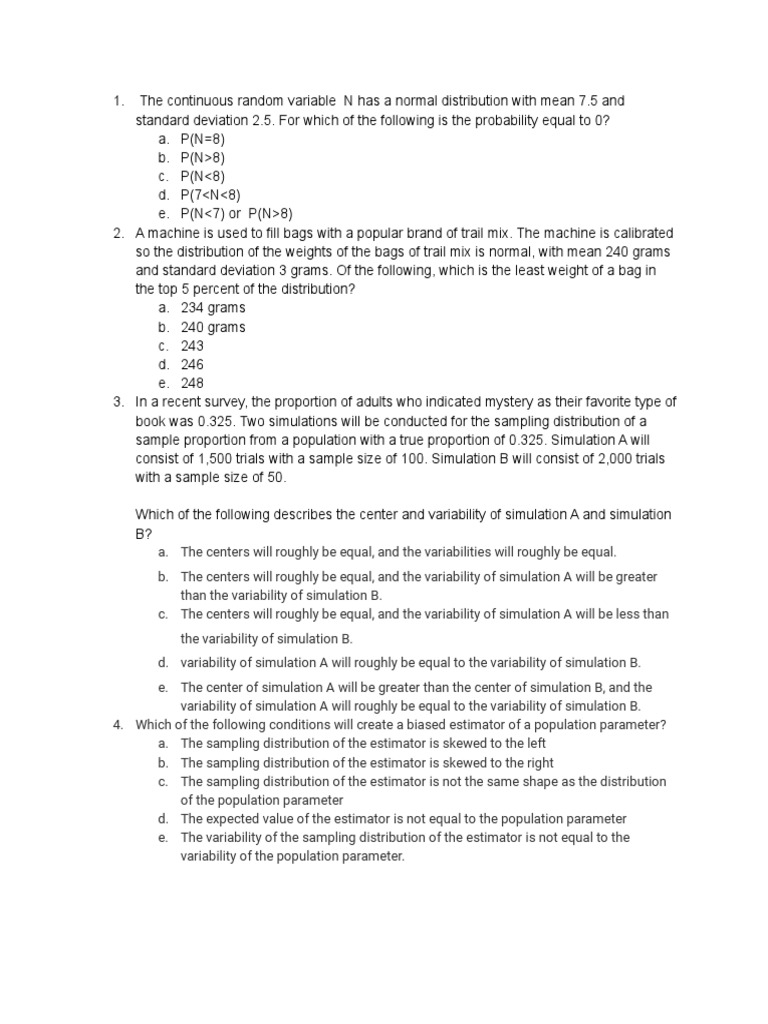 Statistics Test Chapter 7 A | PDF | Estimator | Probability Distribution