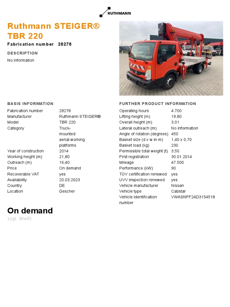 Ruthmannsteigerr TBR 220 28278 | PDF