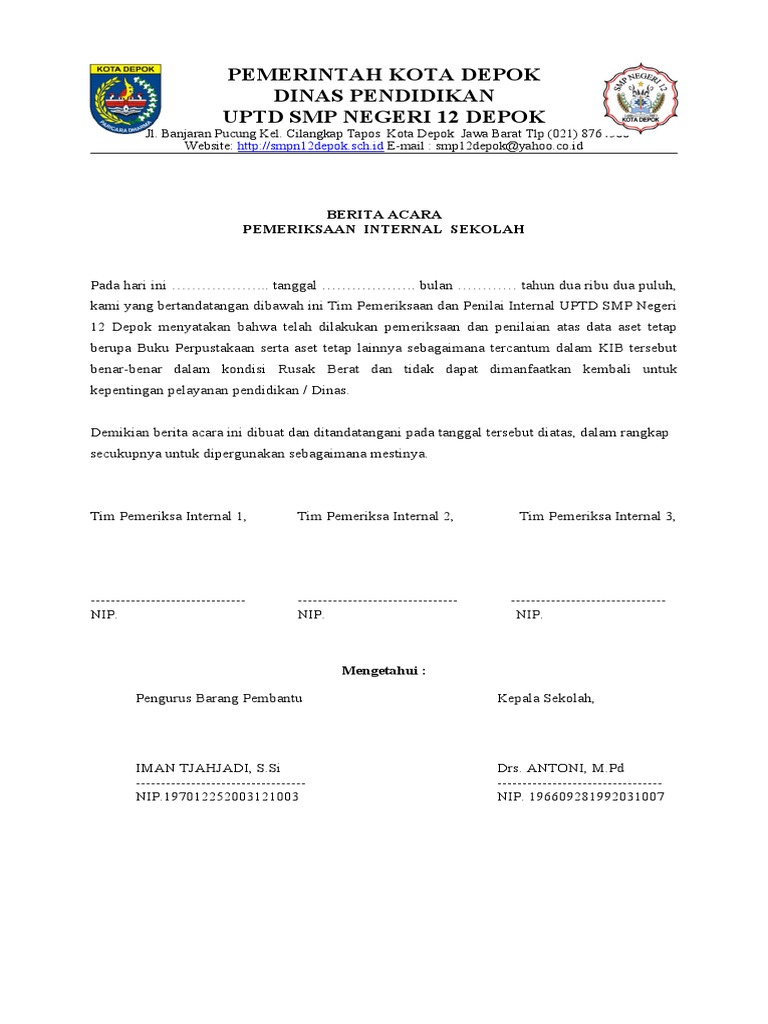 BERITA ACARA PENGHAPUSAN INTERNAL | PDF