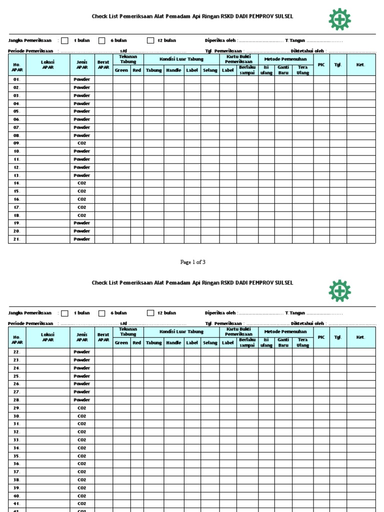Checklist Forklift Harian APAR | PDF