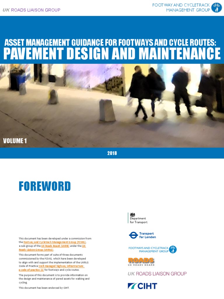 Pavement Design and Maintenance: Asset Management Guidance For Footways ...
