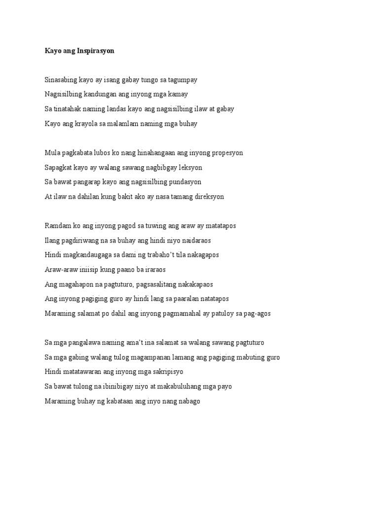 Ikaw Ang Inspirasyon - Teachers Day Piece | PDF