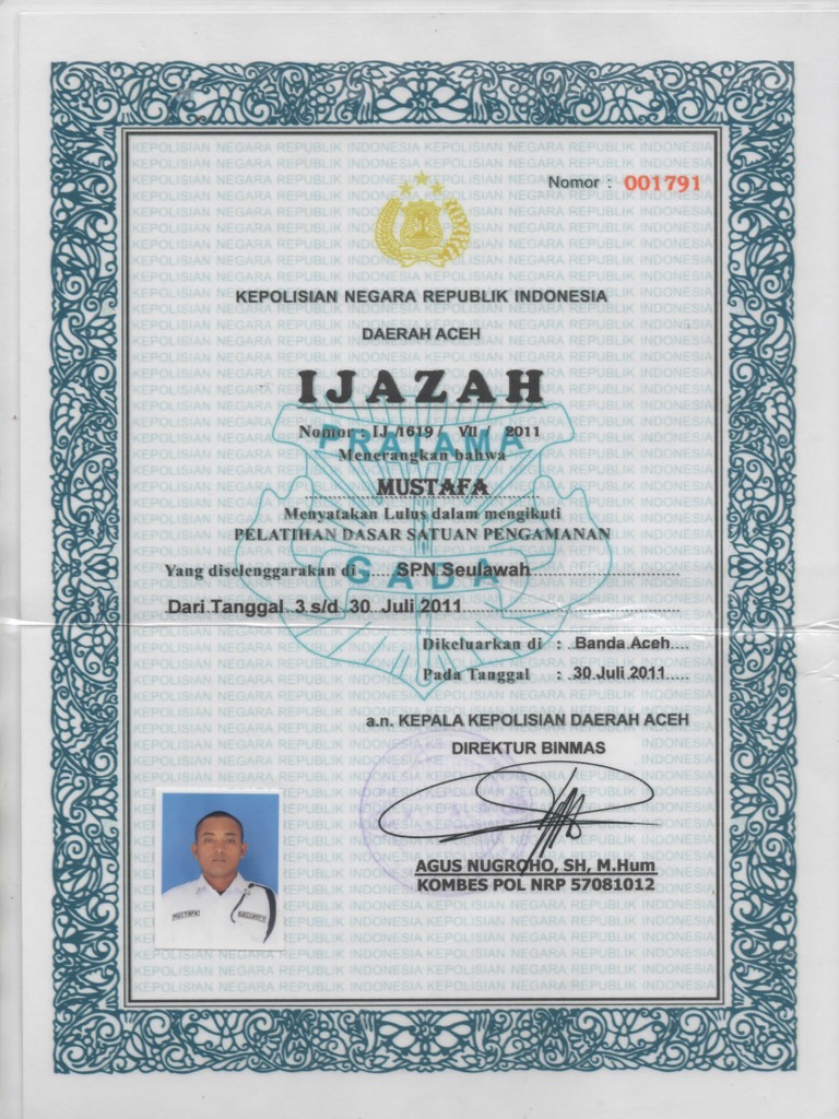 Contoh Sertifikat SATPAM | PDF