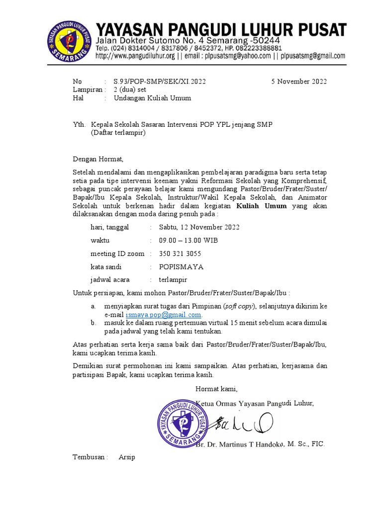 Surat Undangan Kuliah Umum | PDF
