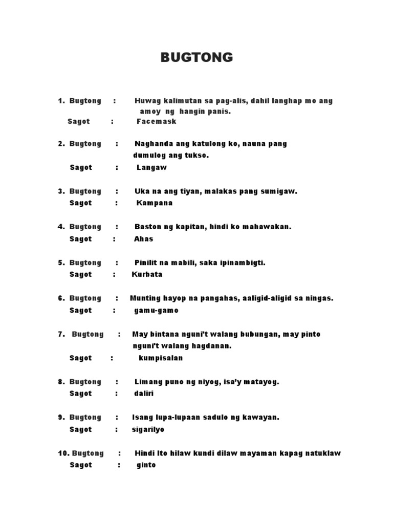 Final Bugtong | PDF