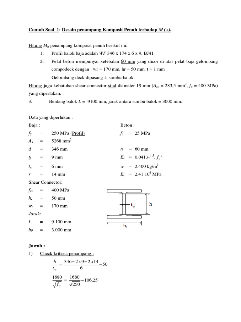 Contoh Soal 1 Desain Penampang Komposit | PDF