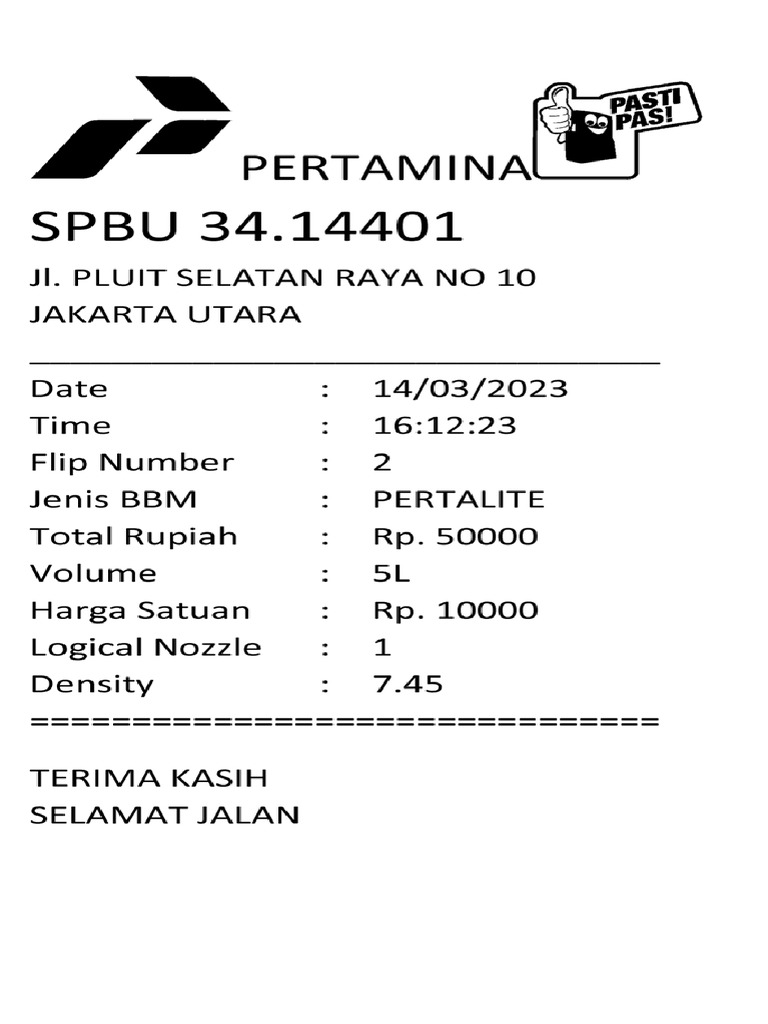 Struk Pom Bensin | PDF