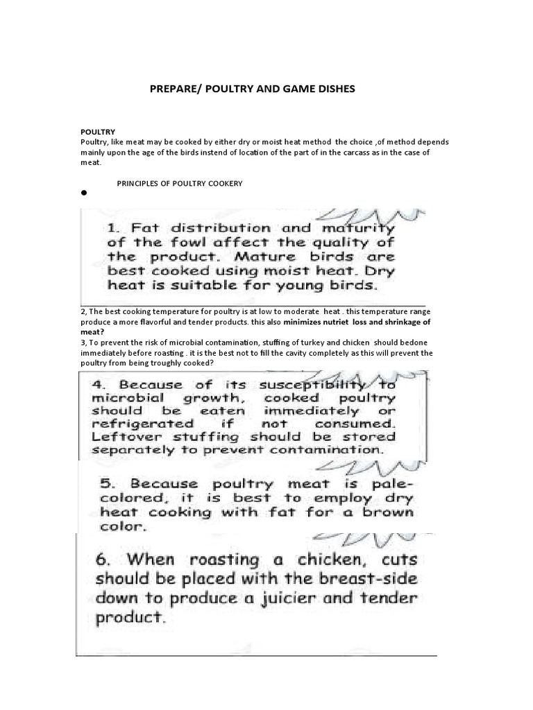 Cook Poultry and Game Dishes | PDF | Cooking | Meat