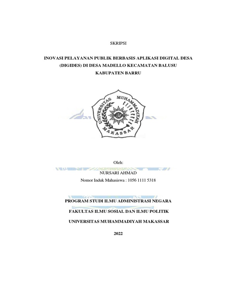 Inovasi Pelayanan Publik Berbasis Aplikasi Digital Desa (Digides) Di ...