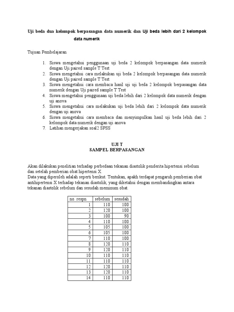 Uji Paired T Test Dan Anova 14 Pdf