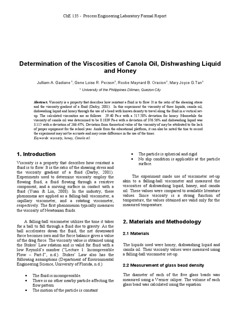 Viscosity | PDF | Viscosity | Reynolds Number