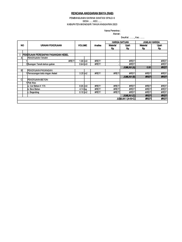 Form Survey Harga Bahan SPALDS 2023 | PDF