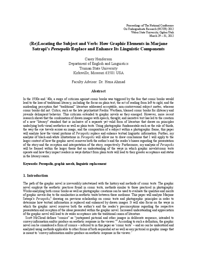 Persepolis Panel Analysis | PDF | Comics | Composition (Visual Arts)