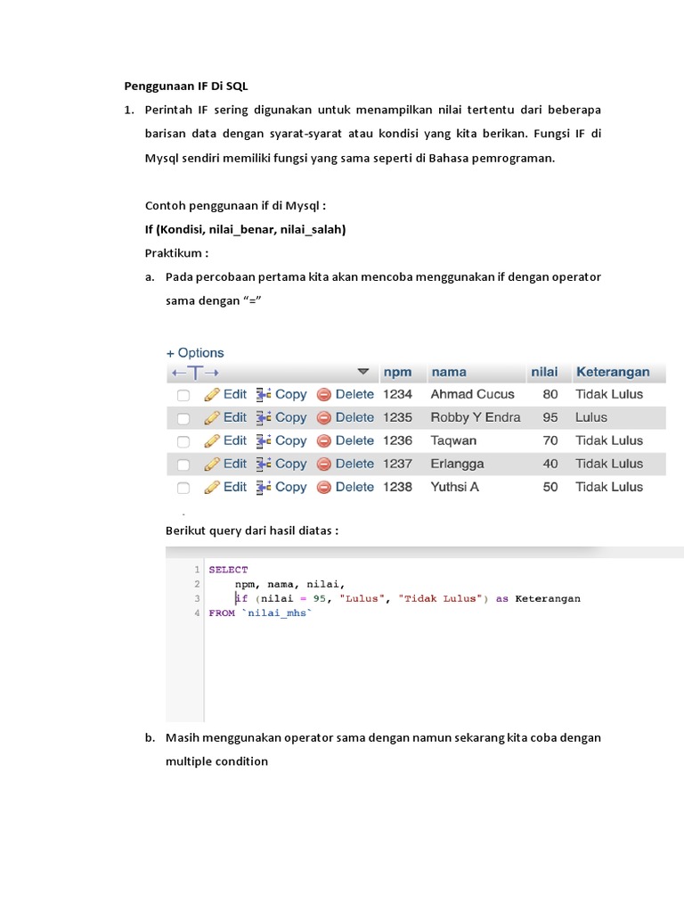 Penggunaan IF Di SQL | PDF