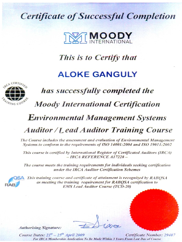 Aloke Ems Cert | PDF