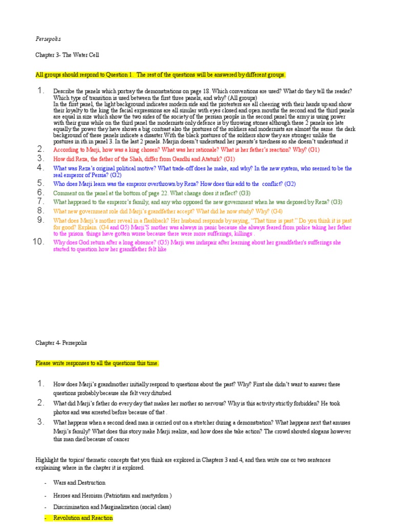 Persepolis Chapters 3 and 4 | PDF