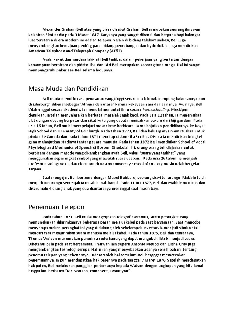 Teks Biografi Alexander Graham Bell | PDF
