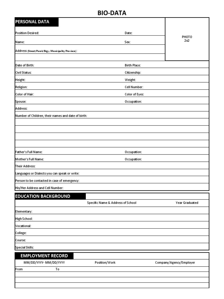 Bio Data | PDF