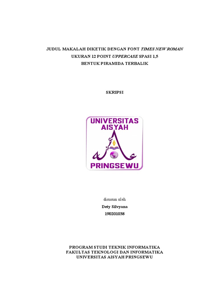 Template Laporan Skripsi Ta Prodi Ti | PDF