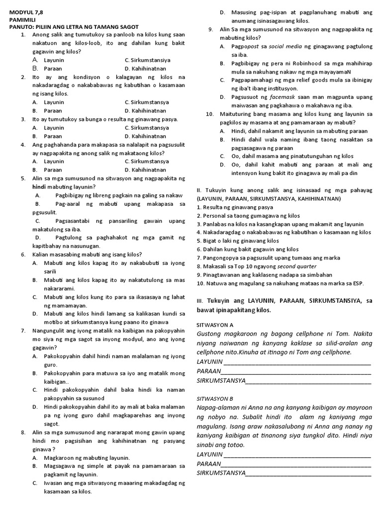 Quiz Q2 Modyul 7 8 | PDF