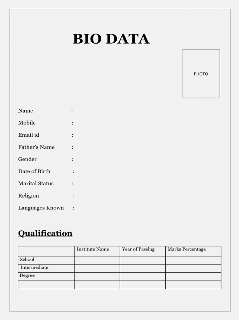 Instapdf In Biodata Format For Job 674 Pdf Career Growth