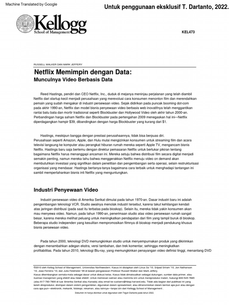 Netflix Memimpin Dengan Data:: Munculnya Video Berbasis Data | PDF ...