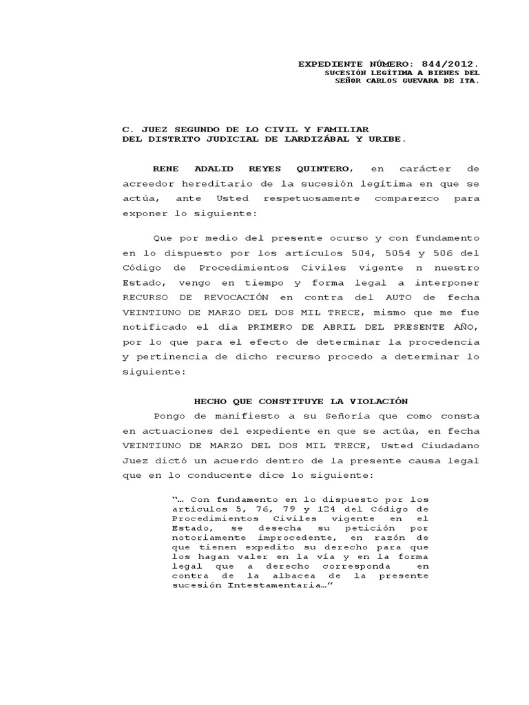 Recurso de Revocación René Adalid. | PDF | Gobierno | Justicia