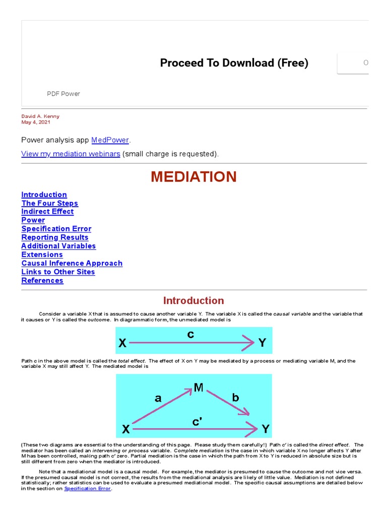 Mediation (David A. Kenny) | PDF | Structural Equation Modeling | Bootstrapping (Statistics)