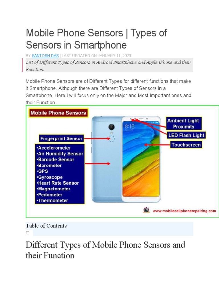 Mobile Phone Sensors - Types of Sensors in Smartphone | PDF ...