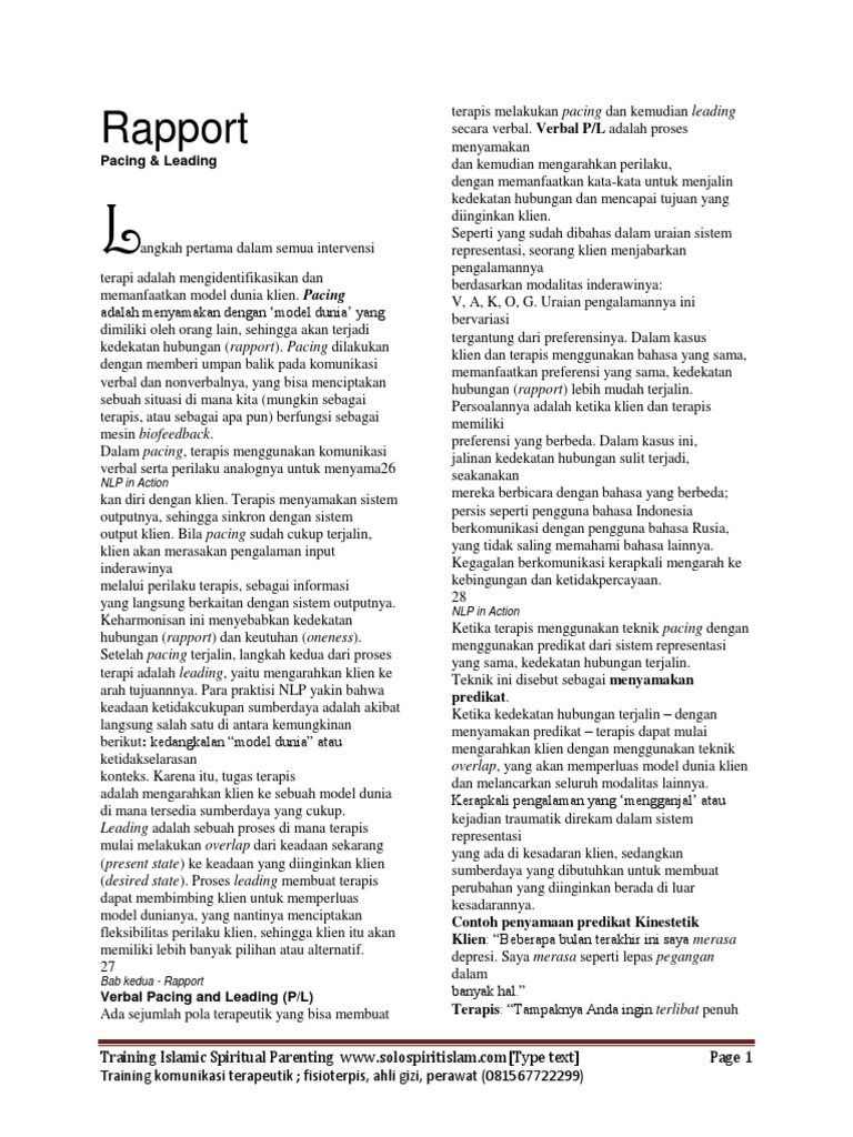 Rapport: Pacing & Leading | PDF