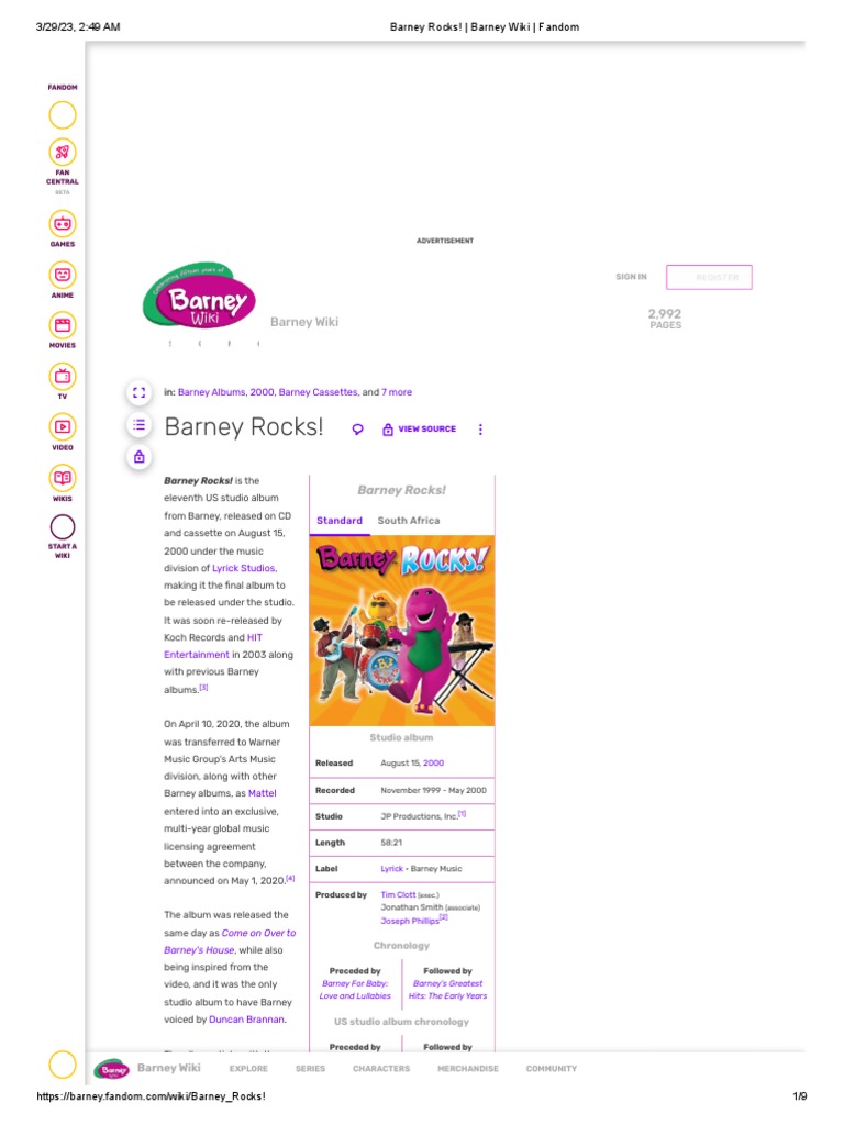 Barney Rocks! _ Barney Wiki _ Fandom | PDF | Fandom