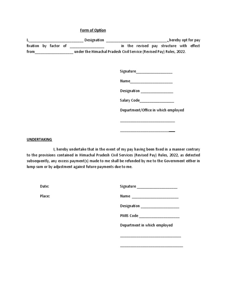 Form of Option | PDF