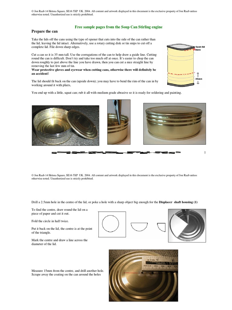 Prepare The Can: Free Sample Pages From The Soup Can Stirling Engine | PDF | Nature