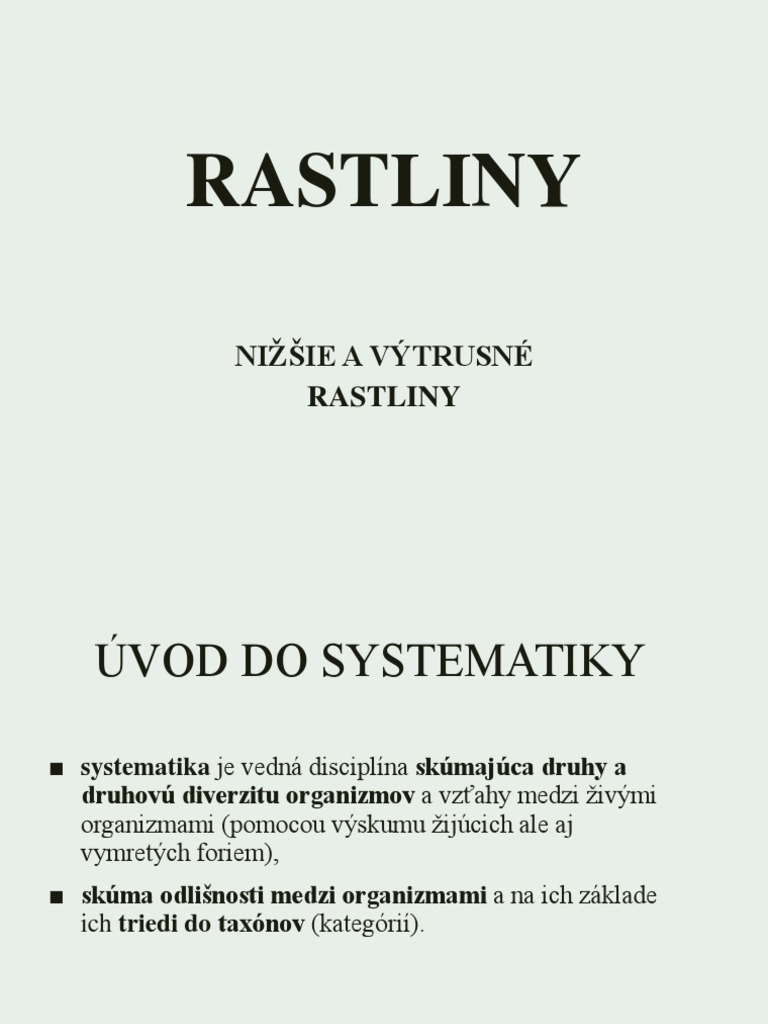 Rastliny: Nižšie A Výtrusné Rastliny | PDF