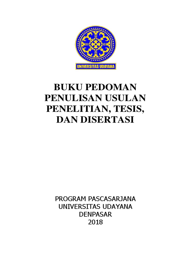 Panduan Penulisan Tesis dan Doktor Unud (cover) | PDF
