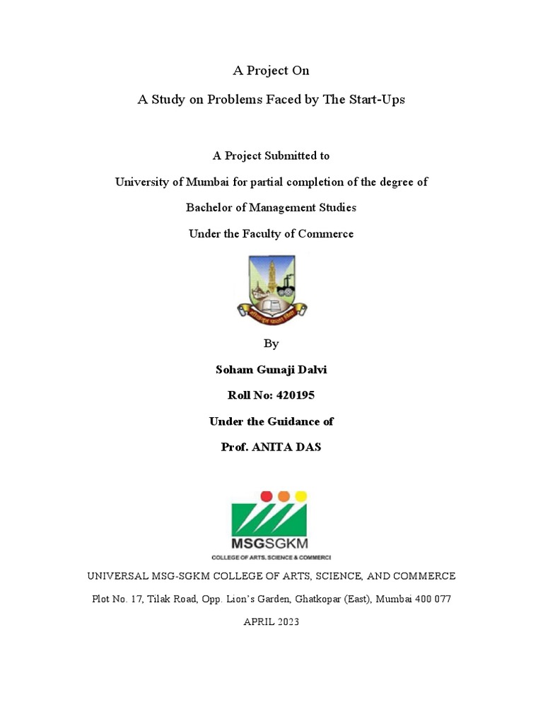 Project | PDF | Entrepreneurship | Startup Company