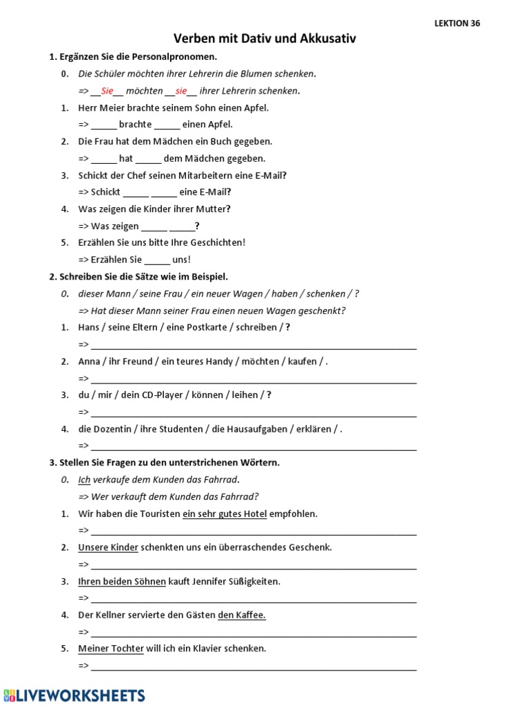 Verben Mit Dativ Und Akkusativ | PDF